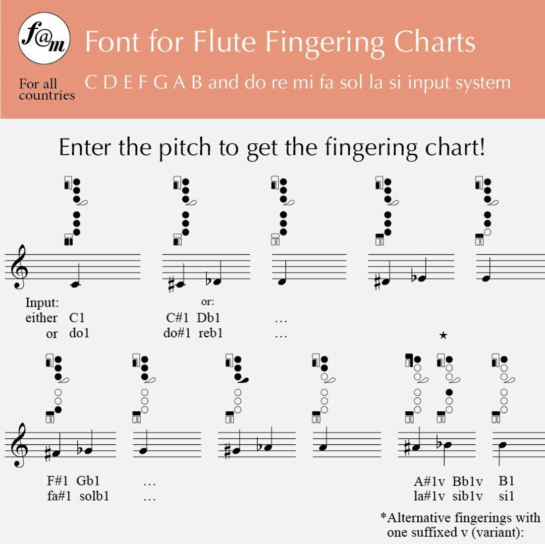 Flute Font, Fingering Instrument Chart Picture, Finale Sibelius Music ...