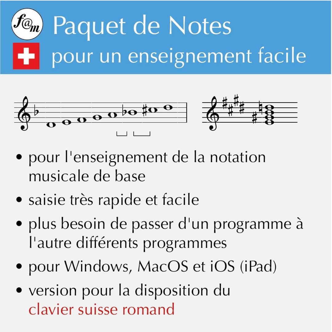 Write Music In Word Pages Etc Version For Swiss Keyboard Etsy