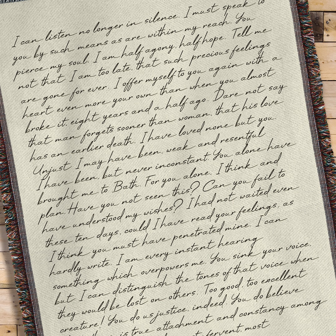 Jane Austen Persuasion Woven Blanket, Captain Wentworth's Letter, Made ...