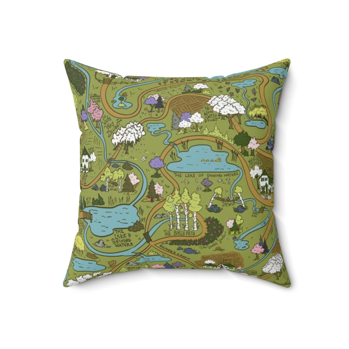 Anne of Green Gables Avonlea Map Pattern Spun Polyester Square Pillow ...