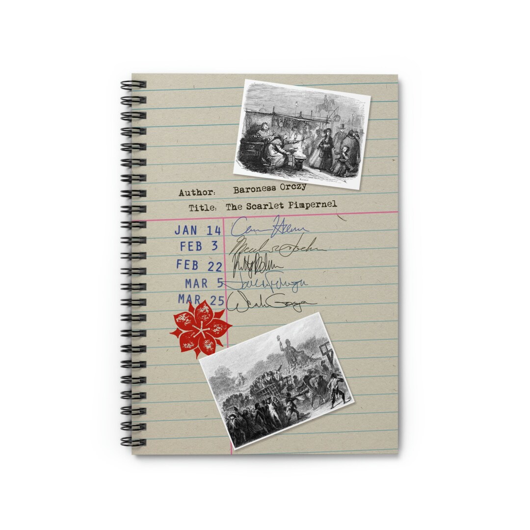 Scarlet Pimpernel Library Card Design Spiral Notebook - Ruled Line - Etsy