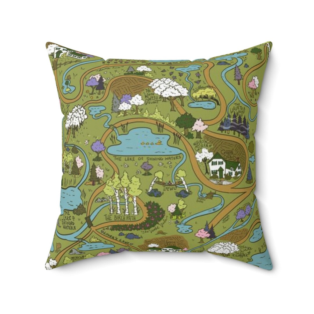 Anne of Green Gables Avonlea Map Pattern Spun Polyester Square Pillow ...