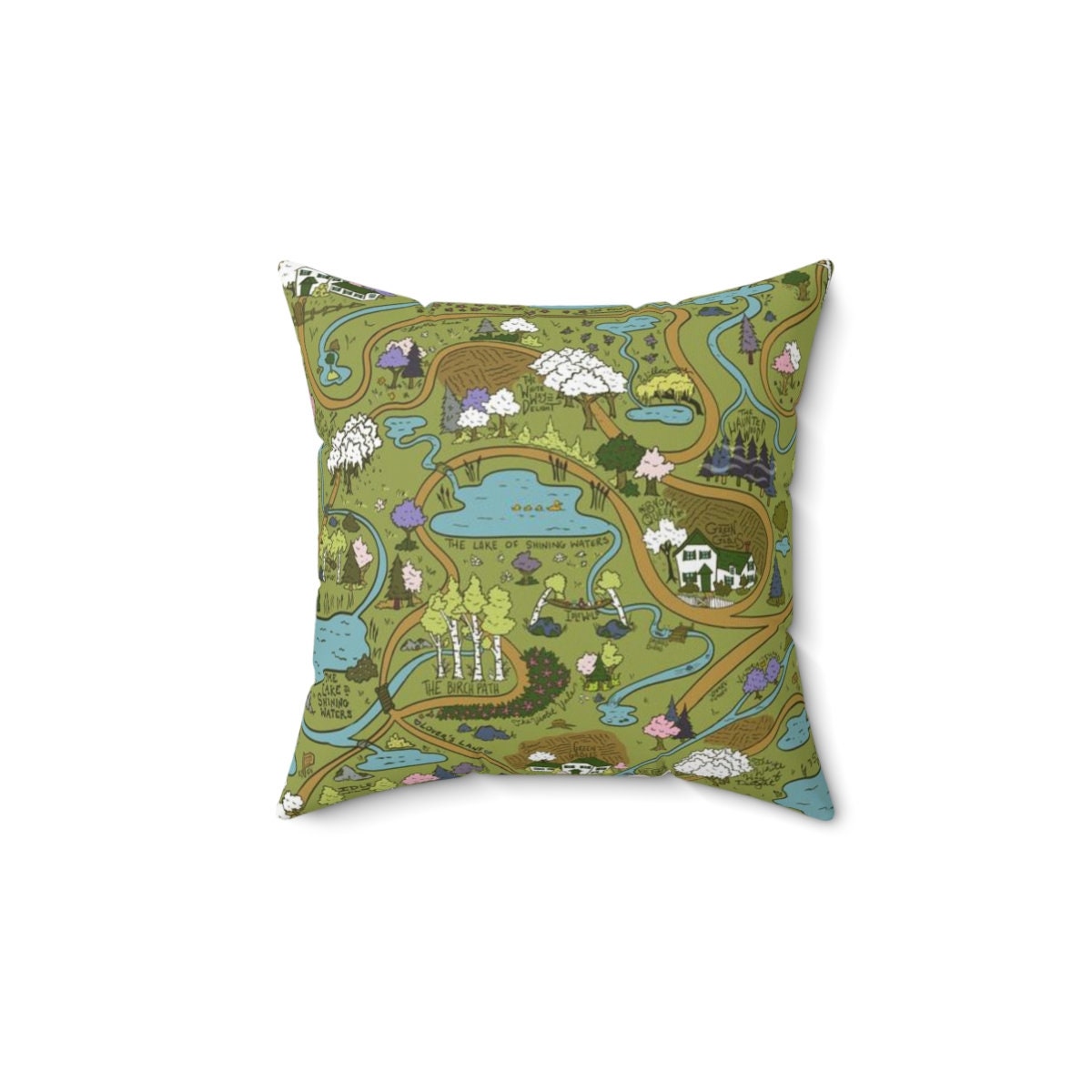 Anne of Green Gables Avonlea Map Pattern Spun Polyester Square Pillow ...