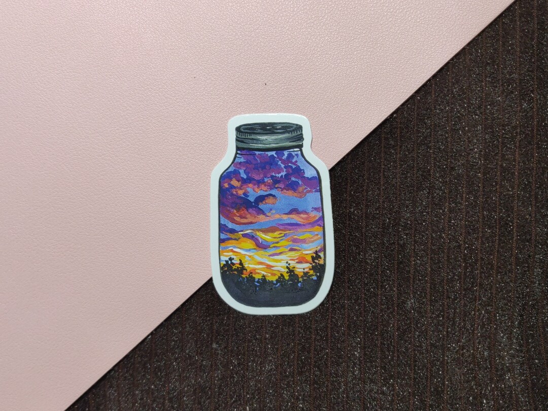 Sunset Jar Vinyl Sticker - Etsy