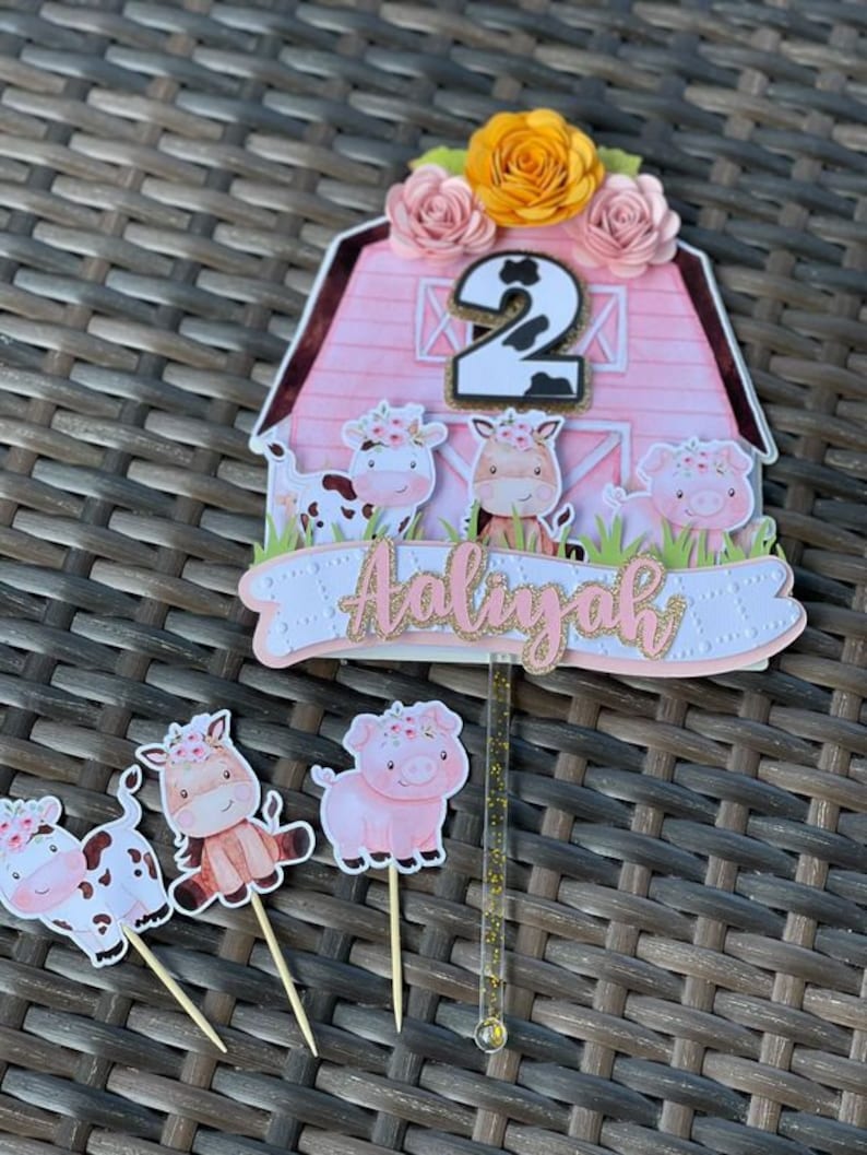 Custom Farm Animals Cake Topper, Birthday Party Decor - Etsy