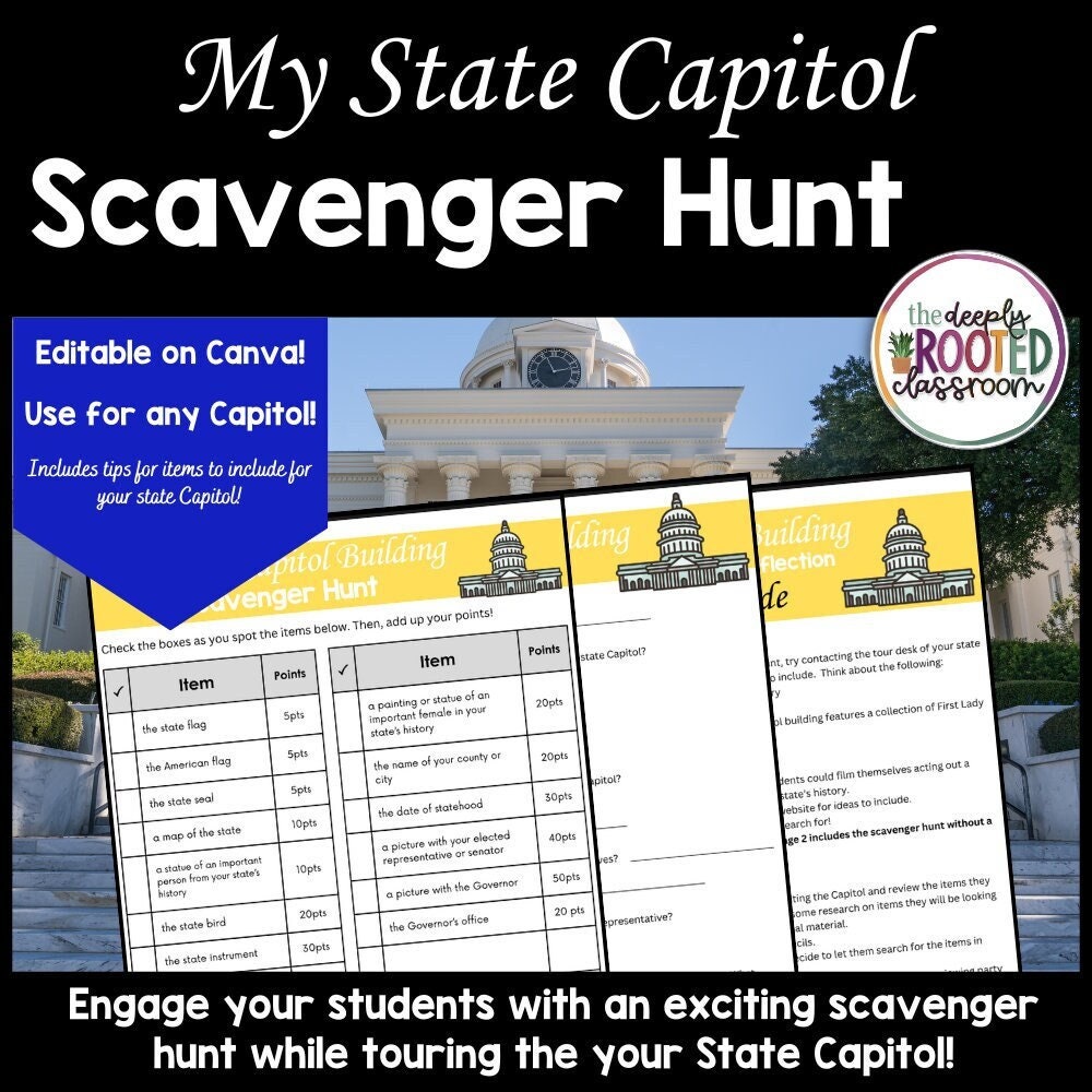 My State Capitol Scavenger Hunt - Etsy