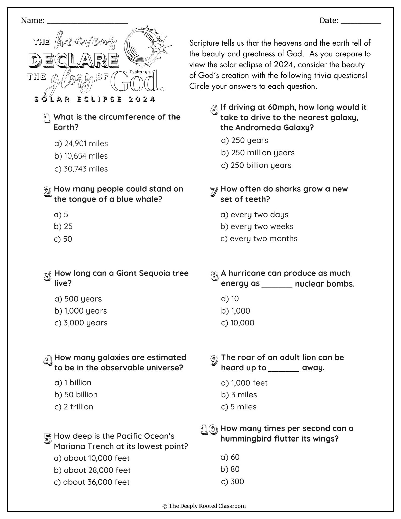 Solar Eclipse: Christian Education Activities - Etsy