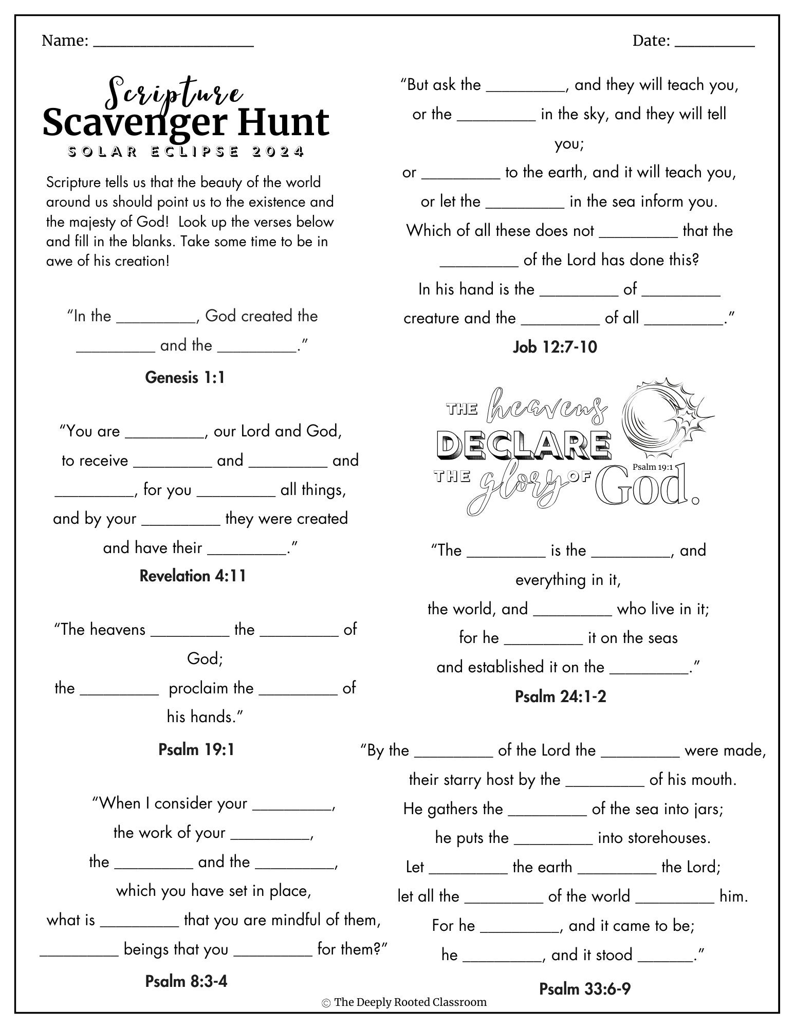 Solar Eclipse: Christian Education Activities - Etsy