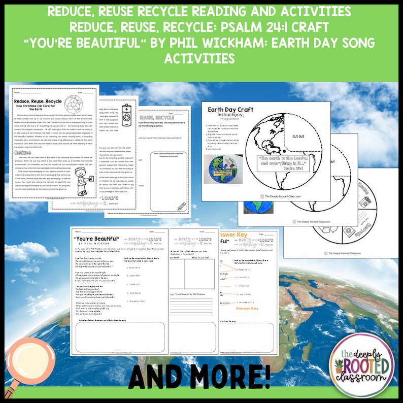 Earth Day: Reduce, Reuse, Recycle for Christian Education - Etsy
