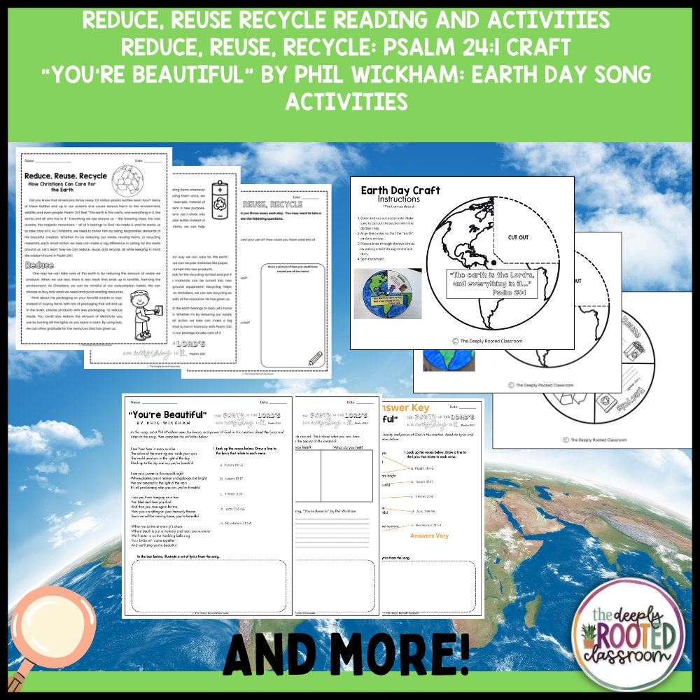 Earth Day: Reduce, Reuse, Recycle for Christian Education - Etsy