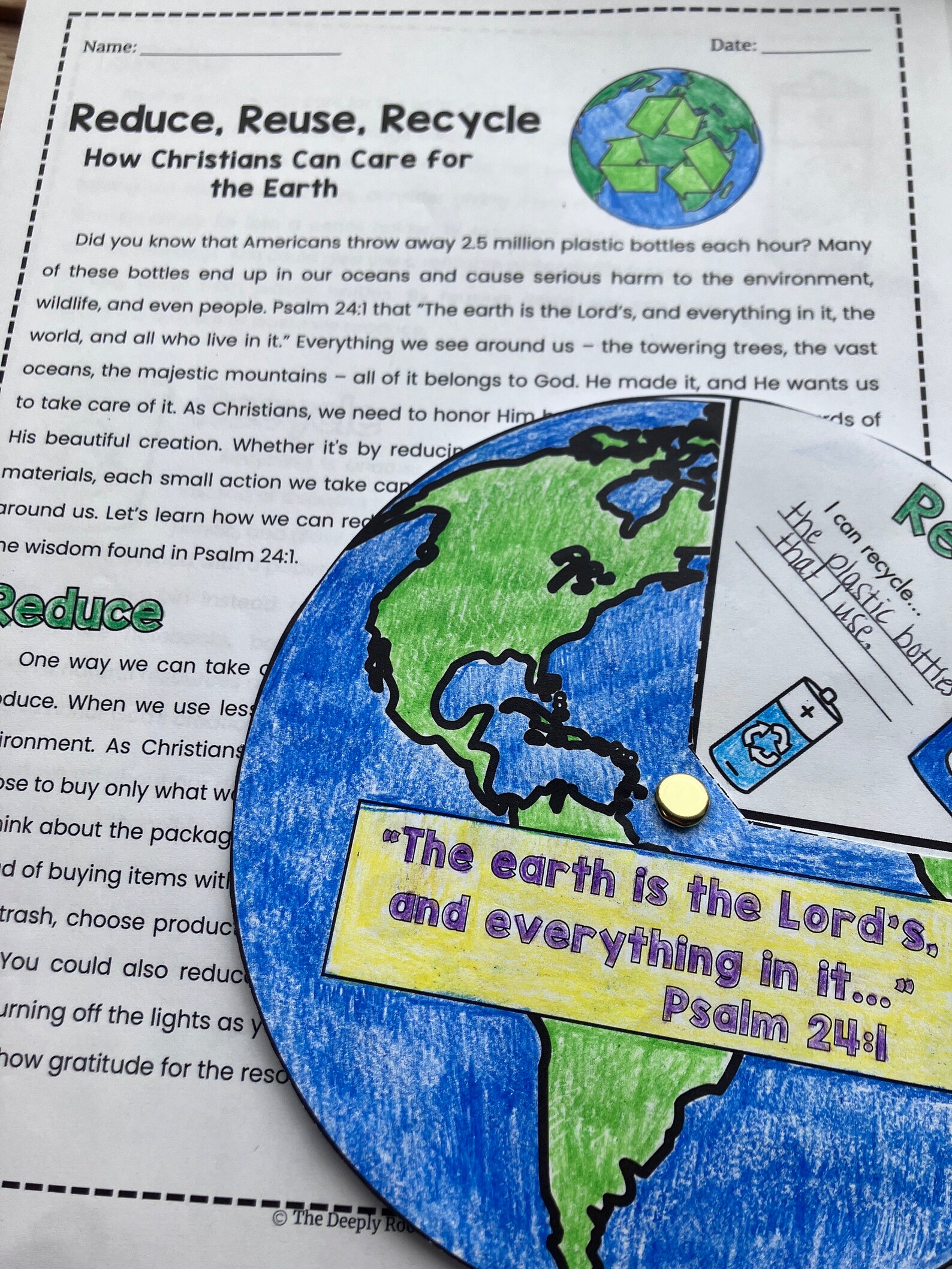 Earth Day: Reduce, Reuse, Recycle for Christian Education - Etsy