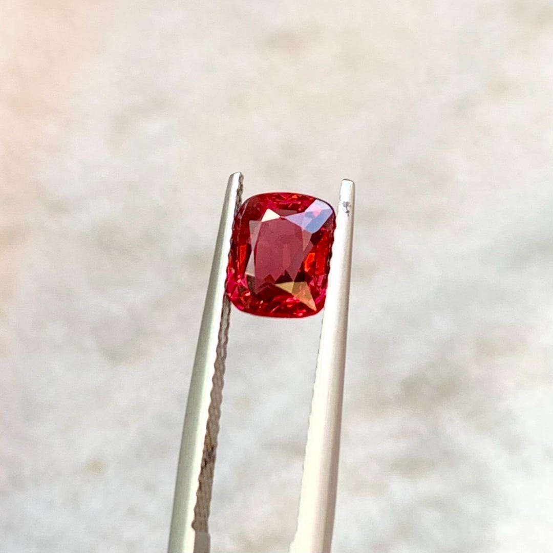 Red Spinel Gemstone, 1.65 Ct Cushion Cut, Myanmar Origin - Etsy