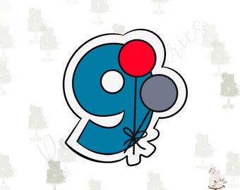 Set of Birthday Balloon Numbers 1-9 Cookie Cutter 2, 3, 4, 5, 6, 7, 8 ...