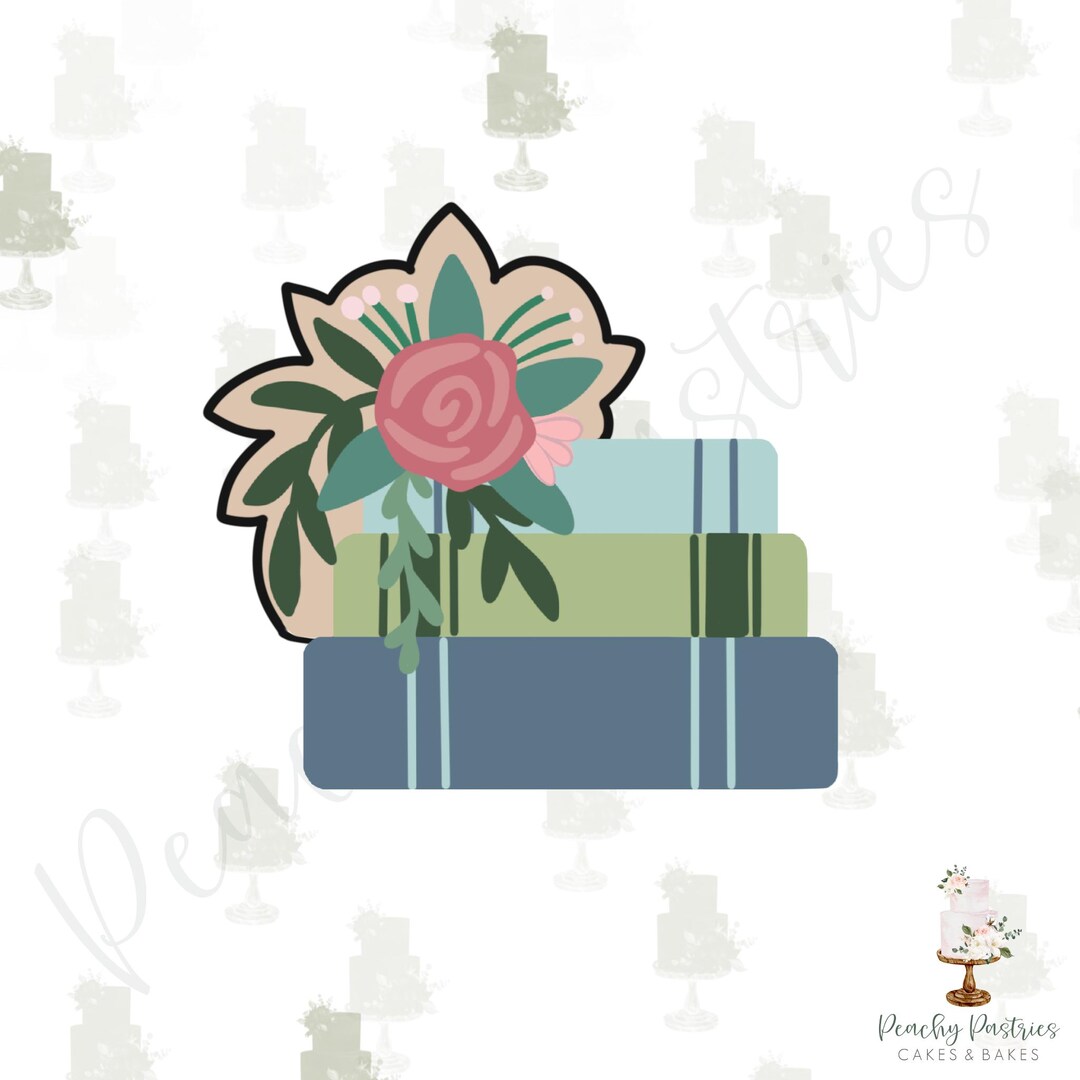 Floral Stack of Books Cookie Cutter - Etsy