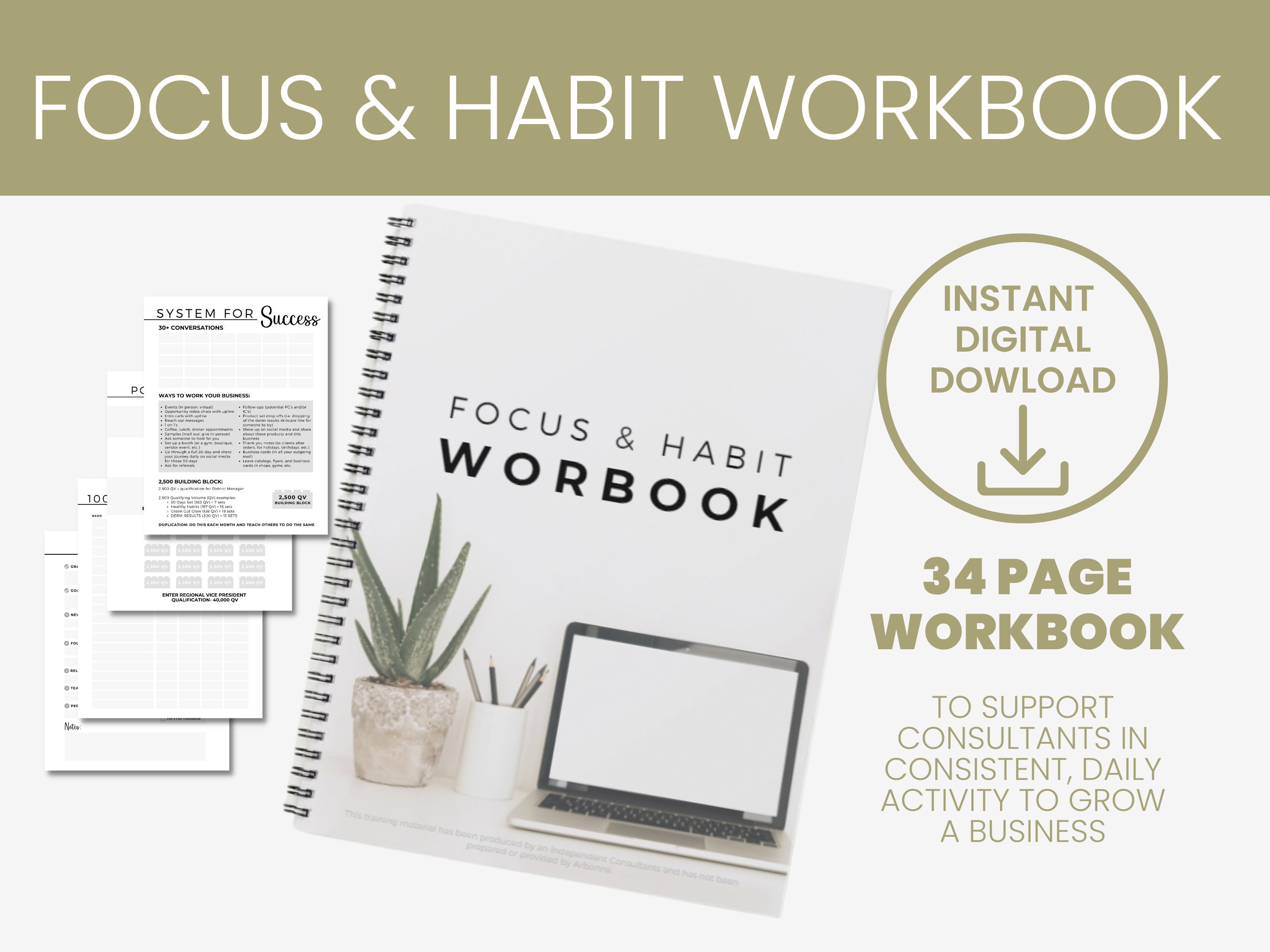 FOCUS & HABIT WORKBOOK Arbonne Inspired Instant Download Pdf Arbonne ...