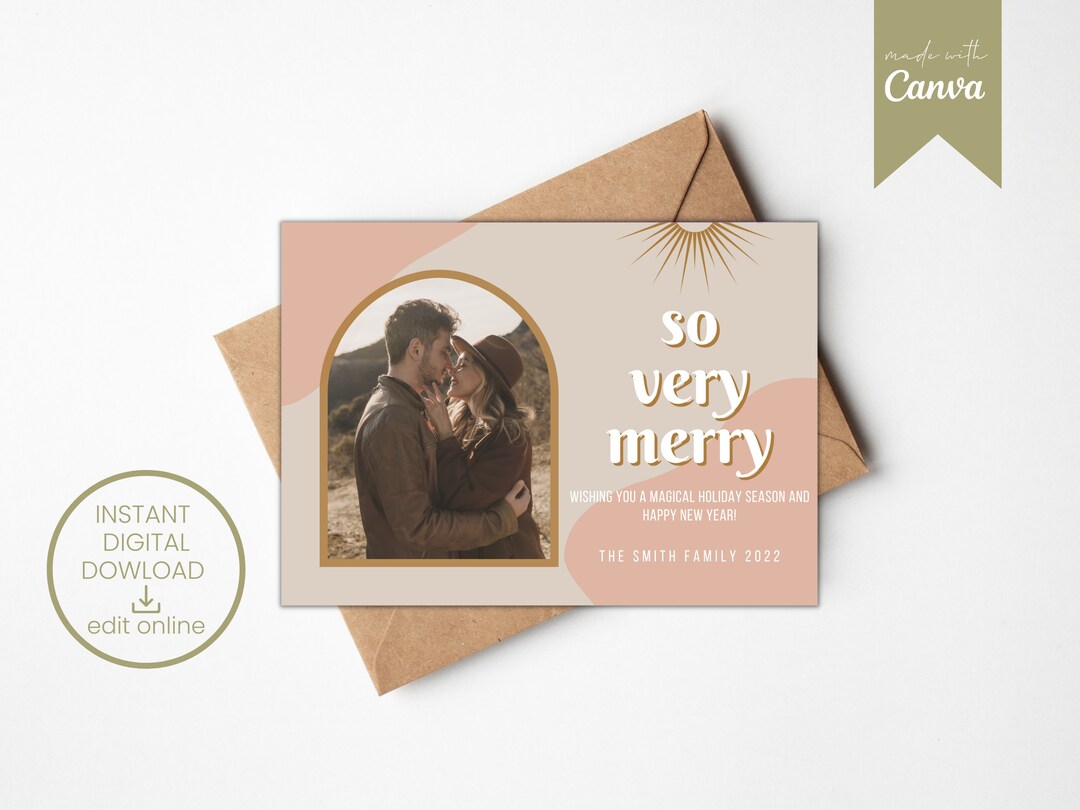 So Very Merry Card | BOHO | Modern | Instant Digital Download | Print ...