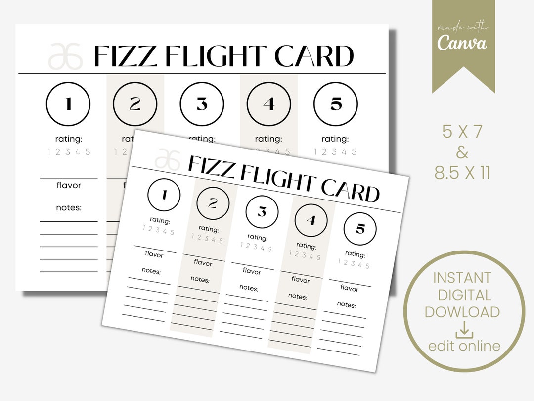 Fizz Stick Flight Card and Placemat | Arbonne Inspired| Event Cards ...