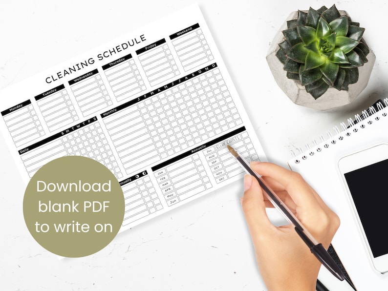 EDITABLE Cleaning Planner | Printable | Weekly, Monthly, Yearly ...