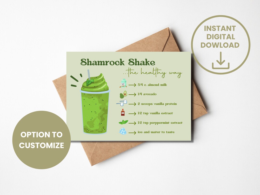 SHAMROCK SHAKE PROTEIN Sample Card | Arbonne Inspired | Boho | 5x7 ...