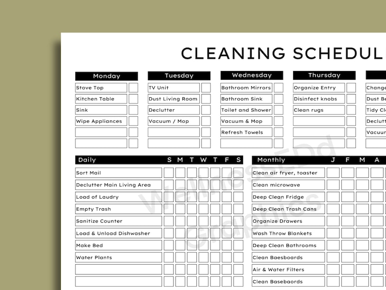 EDITABLE Cleaning Planner Printable Weekly, Monthly, Yearly Cleaning ...