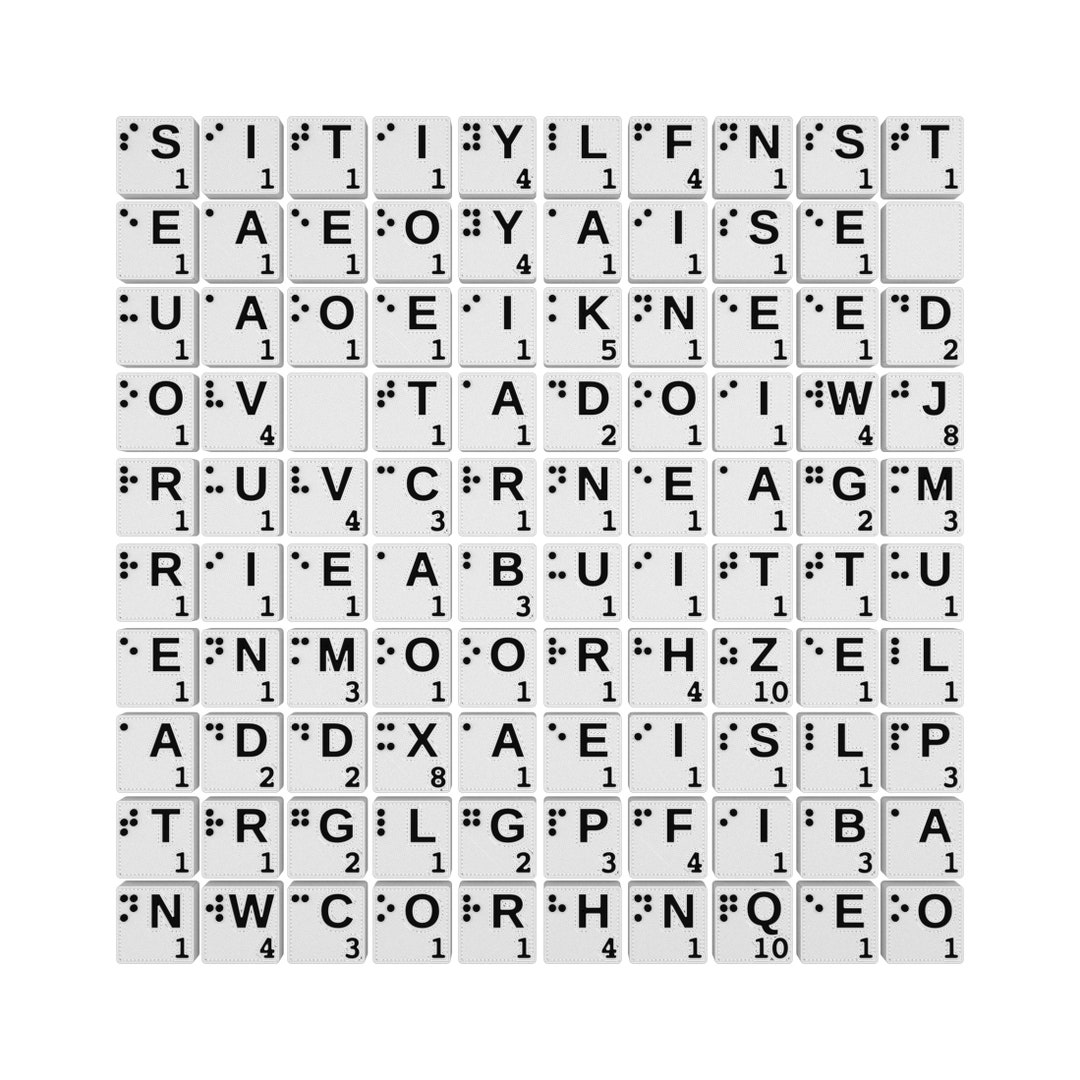 Braille Scrabble, English Braille Alphabet Tiles, 100 Braille Scrabble ...