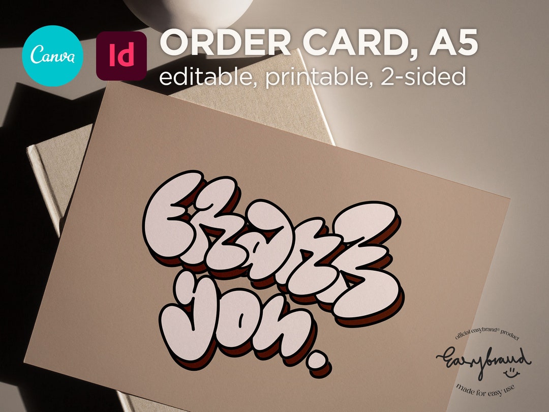 Printable Thank You Card Order Insert Digital Download Brown - Etsy