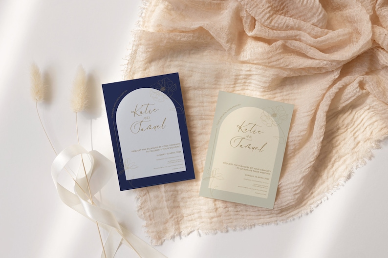 Floral Arch Invitation Template Modern Wedding Invite Editable in Canva ...