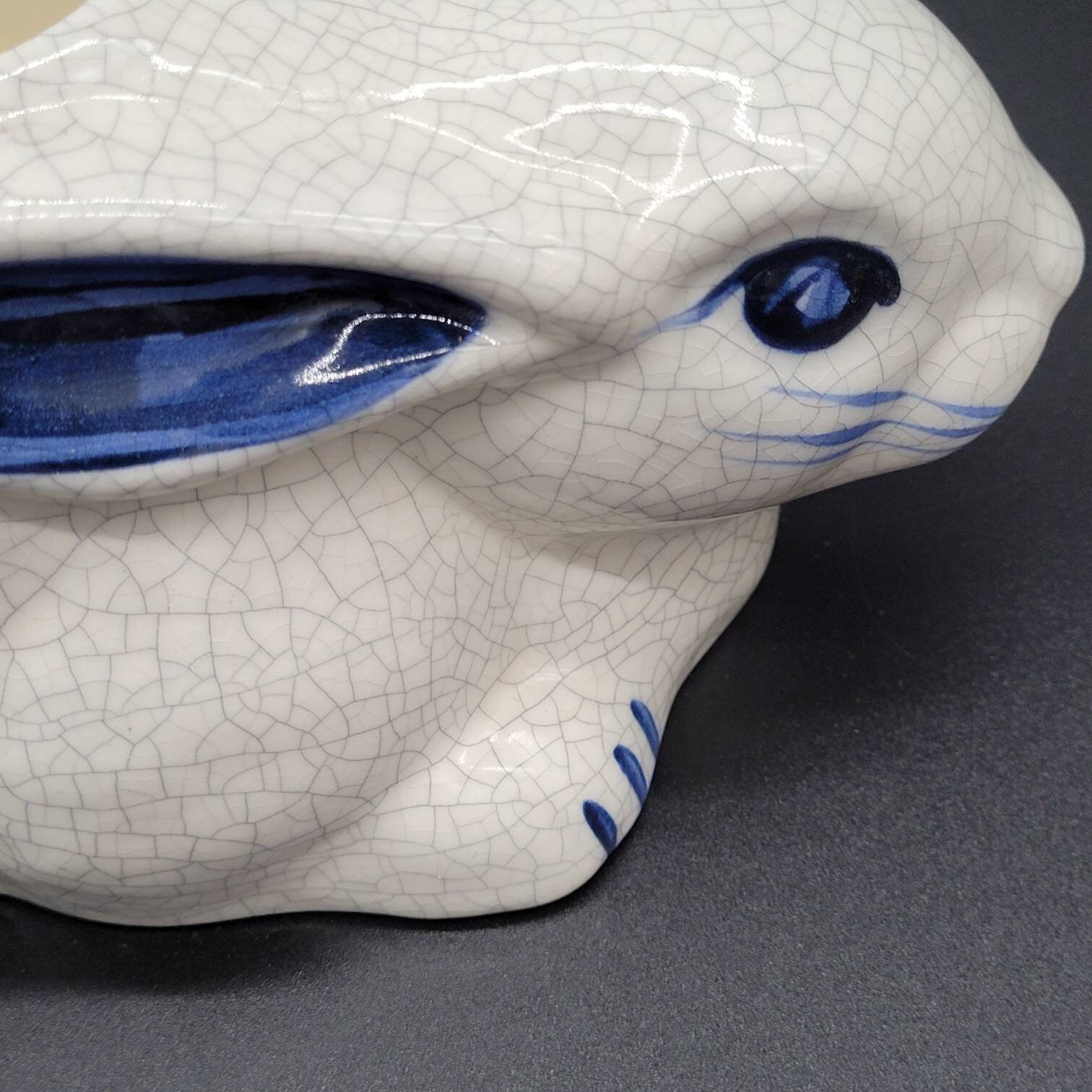 Blue and White Bunny / Chinoiserie Rabbit / Crackle Finish/ - Etsy