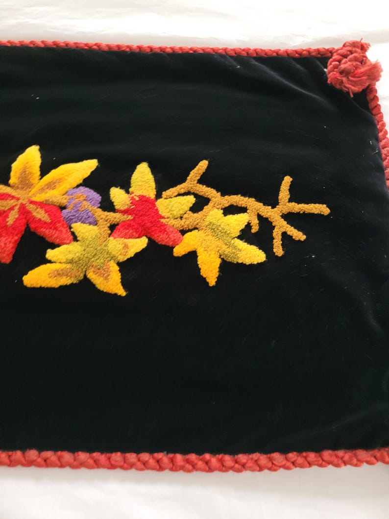 Vintage Hand Embroidered Velvet Wall Hanging, Floral Bohemian Art - Etsy