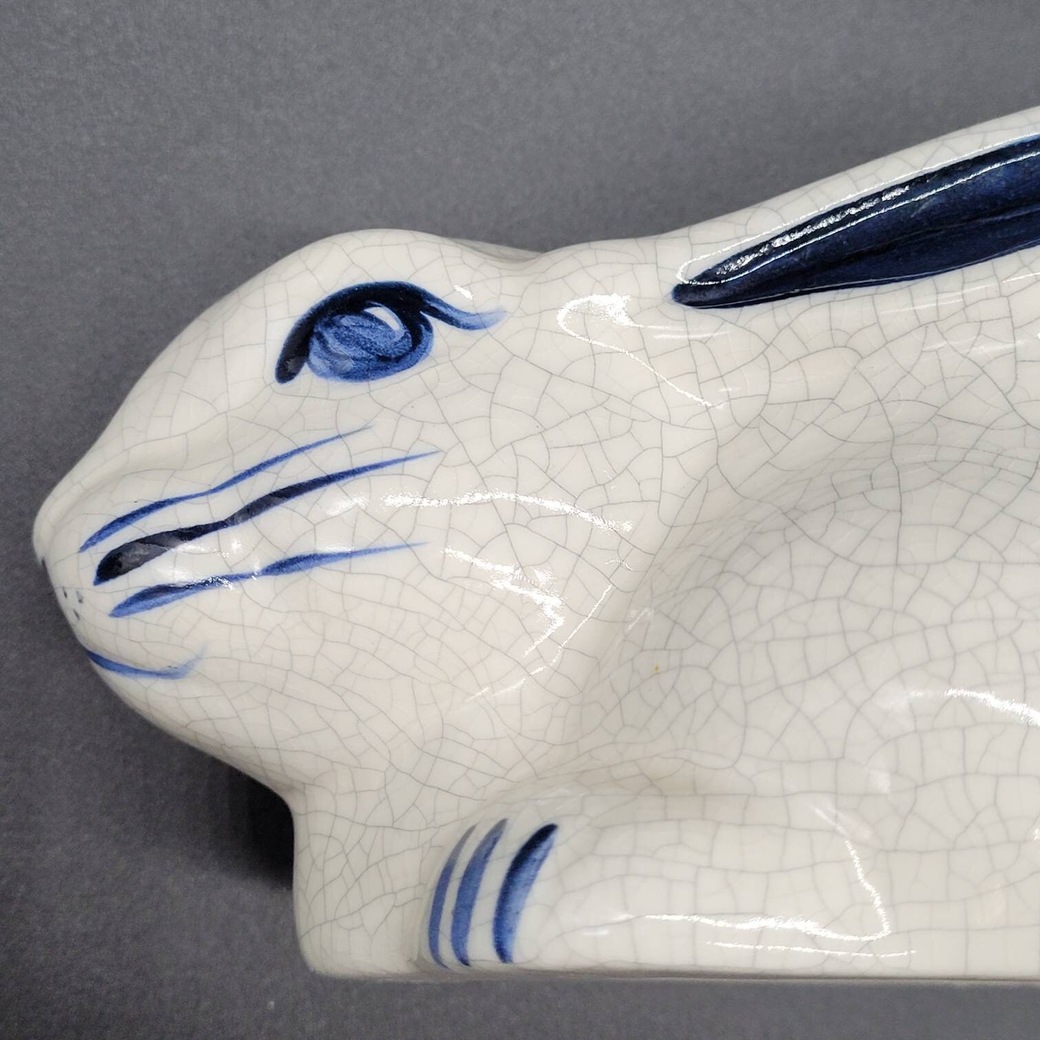 Blue and White Bunny / Chinoiserie Rabbit / Crackle Finish/ - Etsy