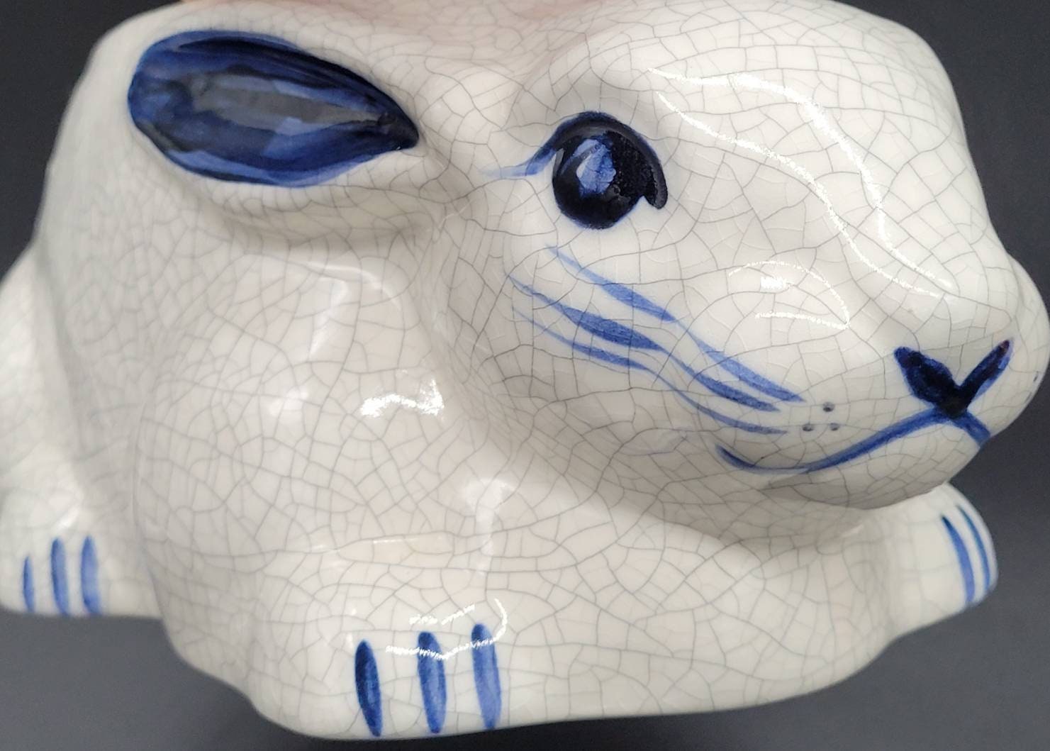 Blue and White Bunny / Chinoiserie Rabbit / Crackle Finish/ - Etsy