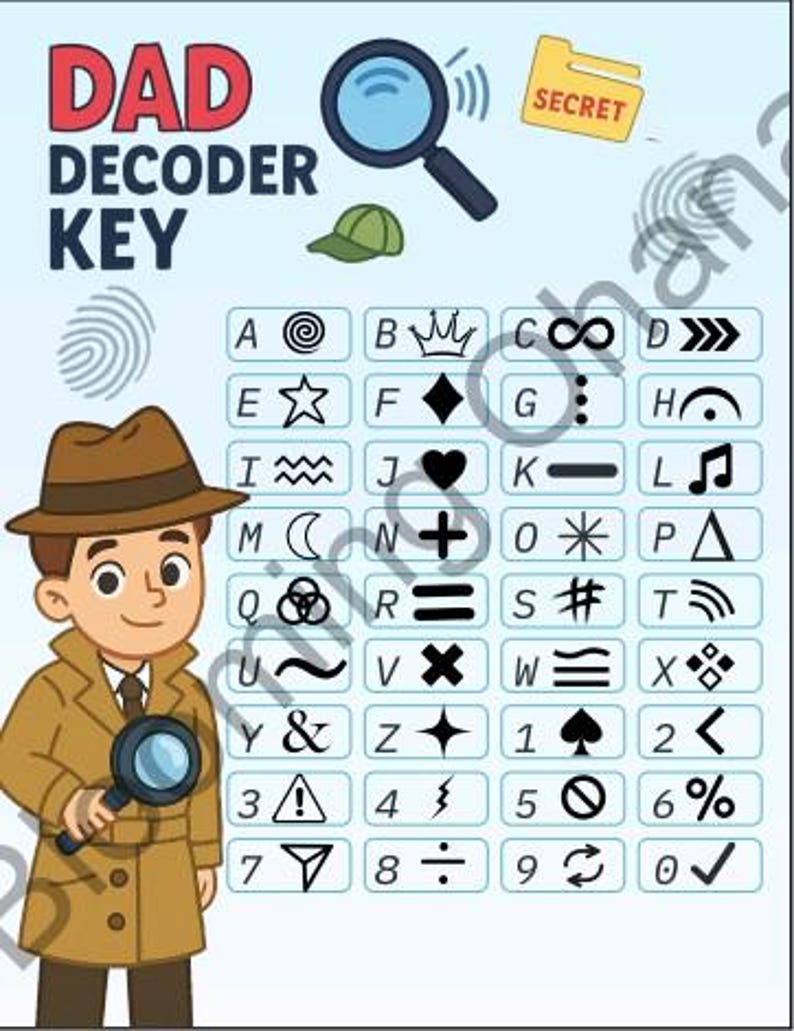 Dad Decoder Key & Secret Story Printable Pack – Plan and Write a Secret ...