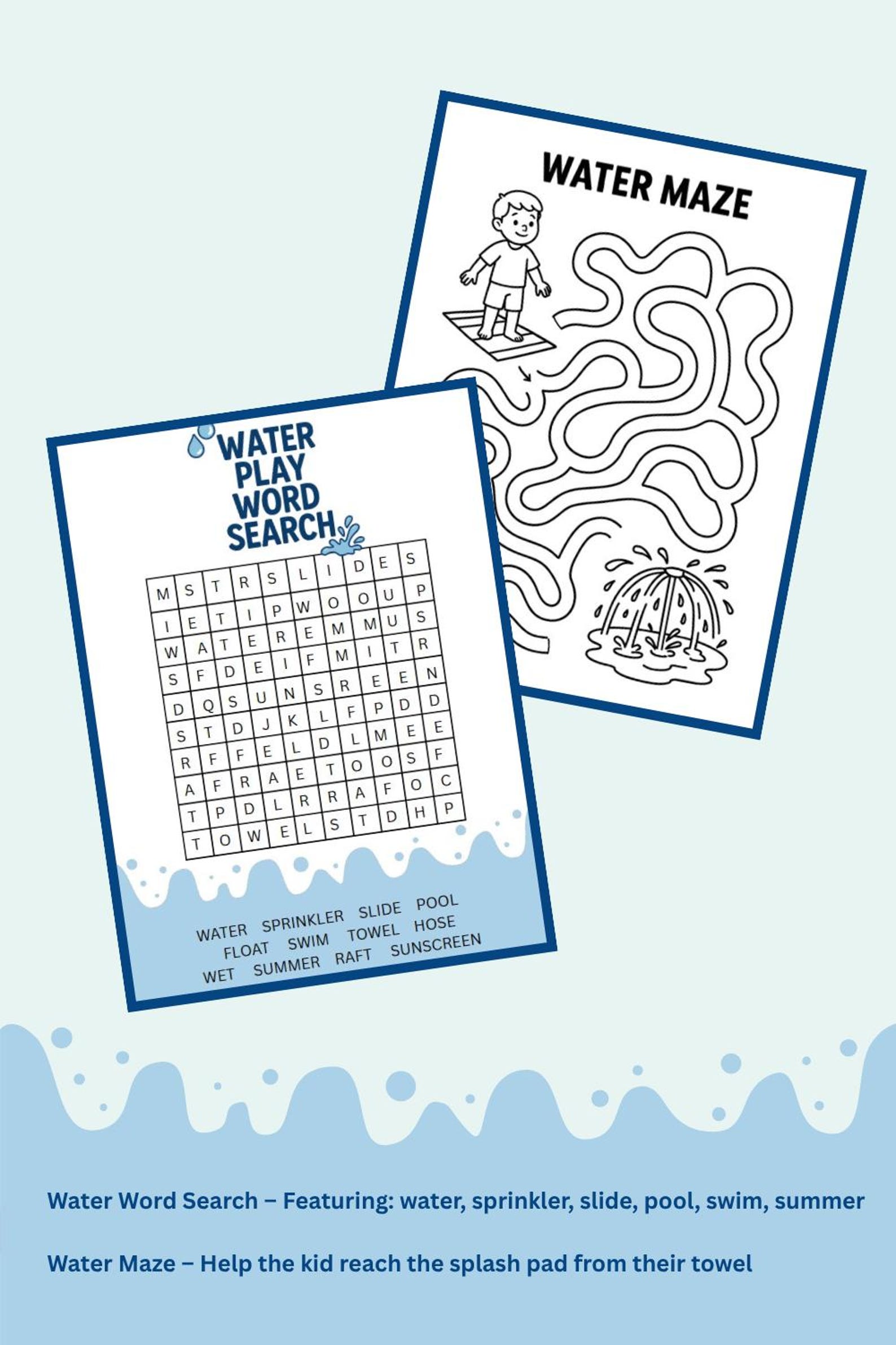 Water Play Activity Pack for Kids | Summer Water Fun Printables | Water ...