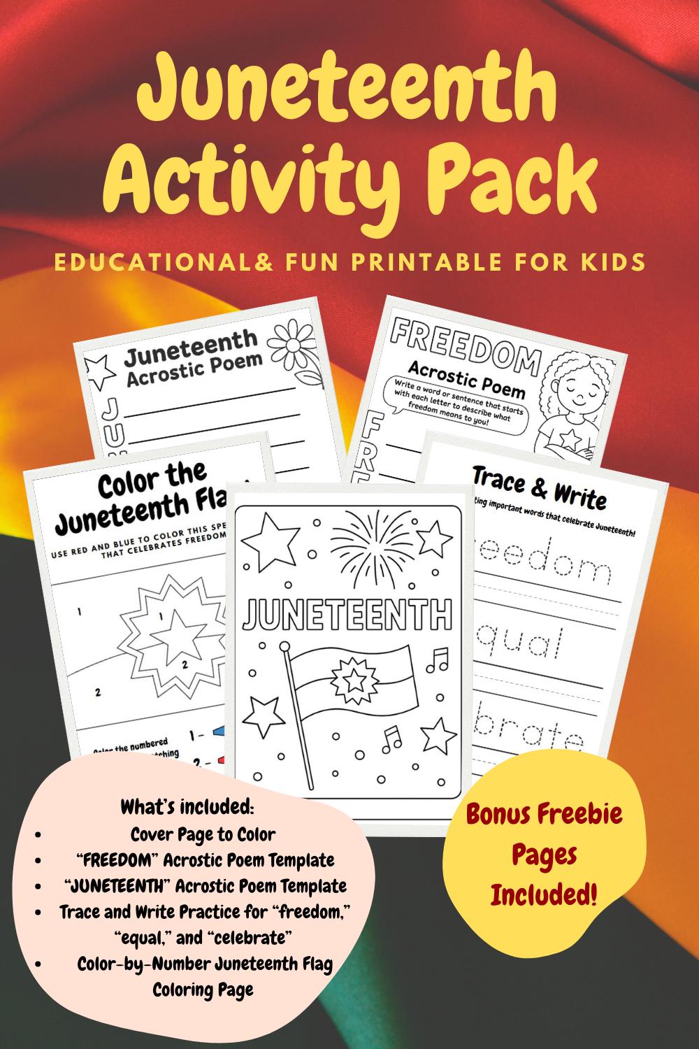 Juneteenth Activity Pack – Educational & Fun Printable for Kids - Etsy