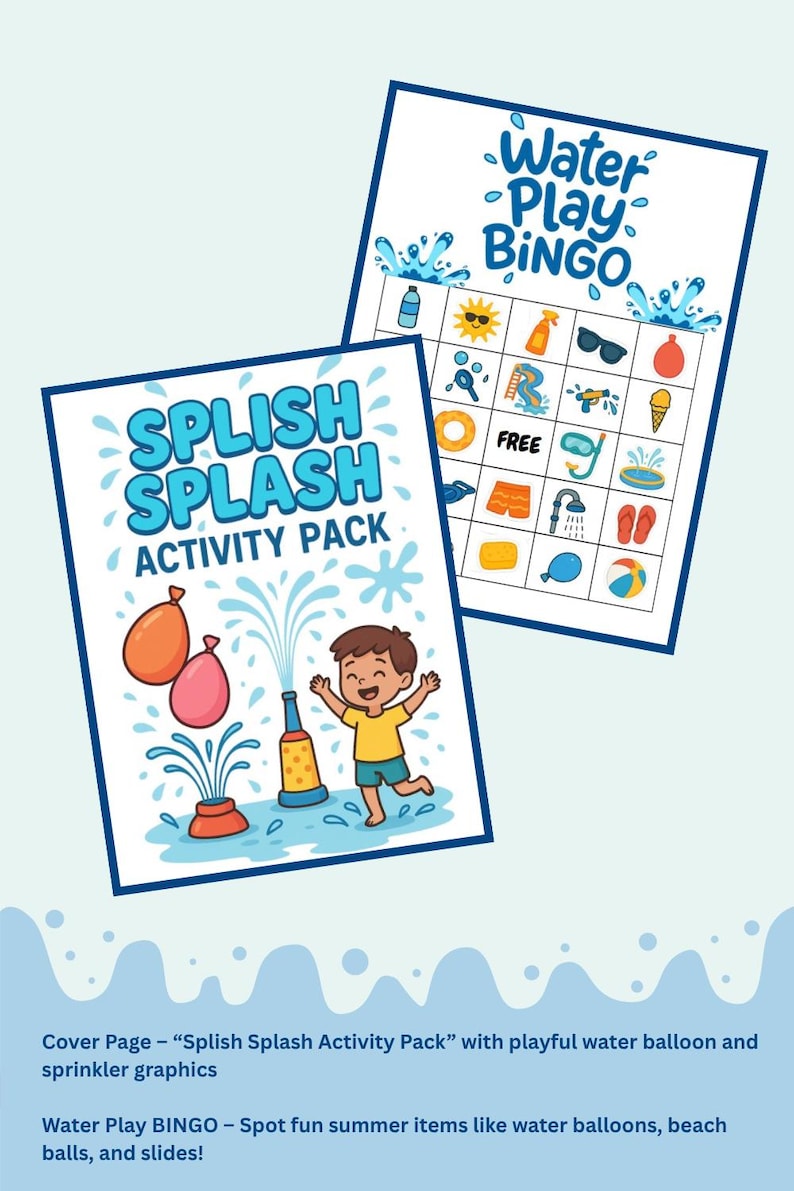 Water Play Activity Pack for Kids | Summer Water Fun Printables | Water ...