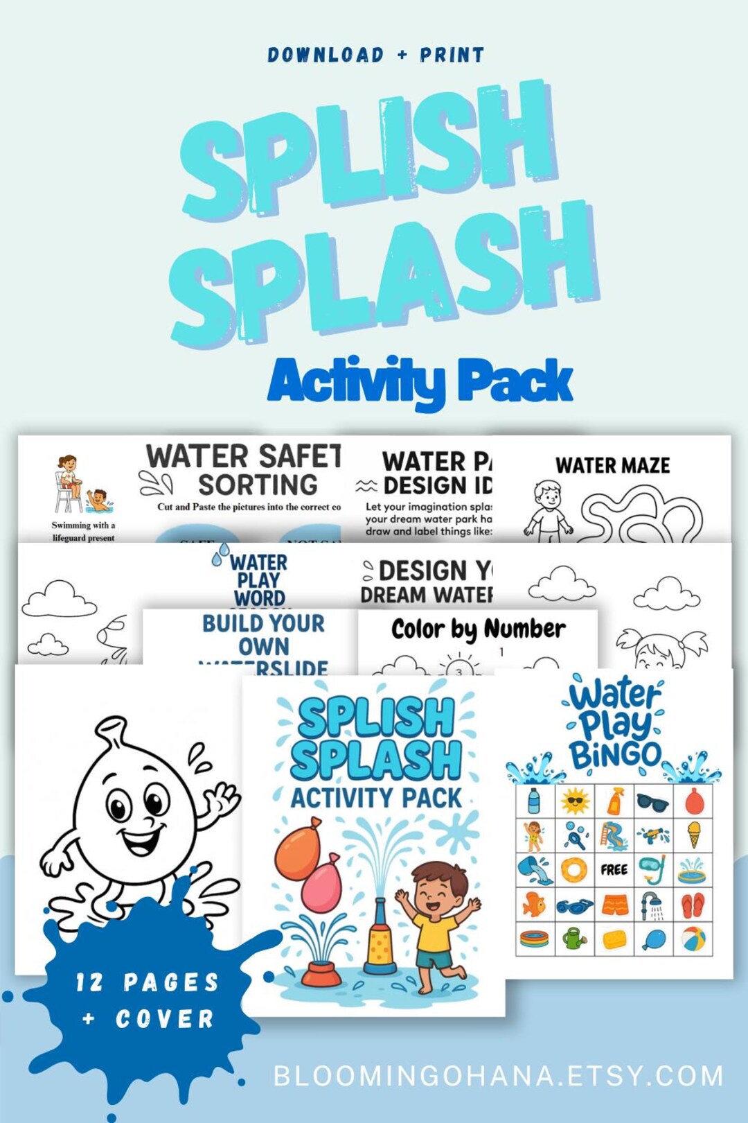 Water Play Activity Pack for Kids | Summer Water Fun Printables | Water ...