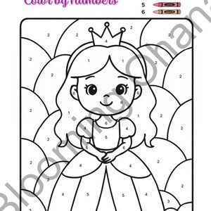 Color by Number Princess/fairytale Worksheets Printable (4 Pack!) - Etsy
