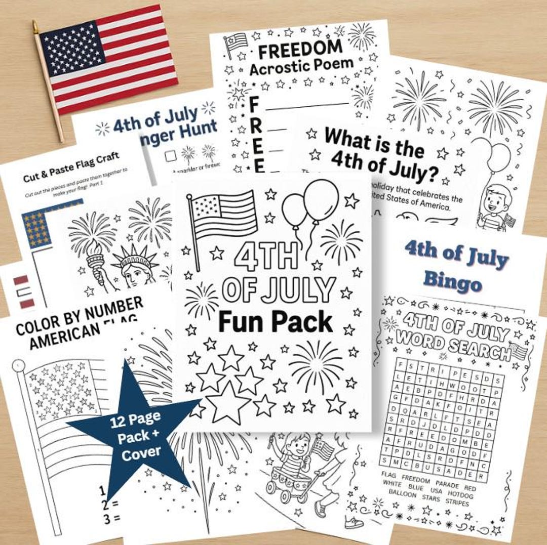 4th of July Activity Pack | Patriotic Kids Printable | Independence Day ...