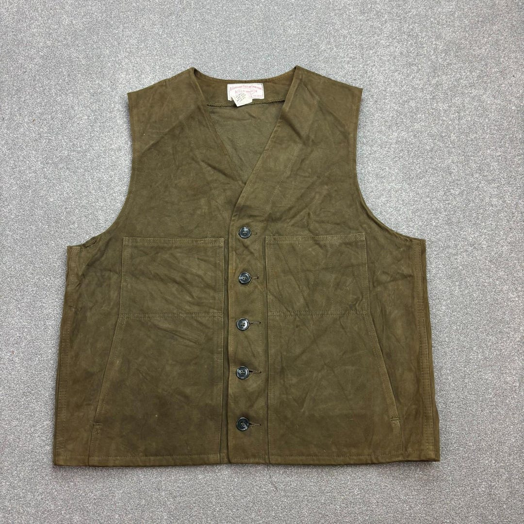 CC Filson Vest Adult Large Green Style 820 Moleskin Size 44 Waistcoat ...