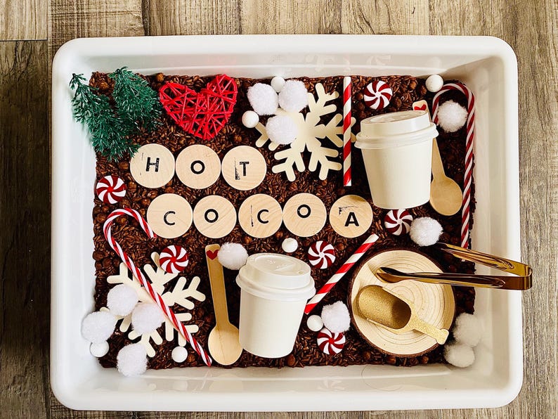 Hot Cocoa Sensory Bin, Holiday Activity, Kids Busy Box (bin Included ...