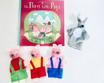 Three Little Pigs Felt Finger Puppets Pig Puppets Nursery Rhyme ...