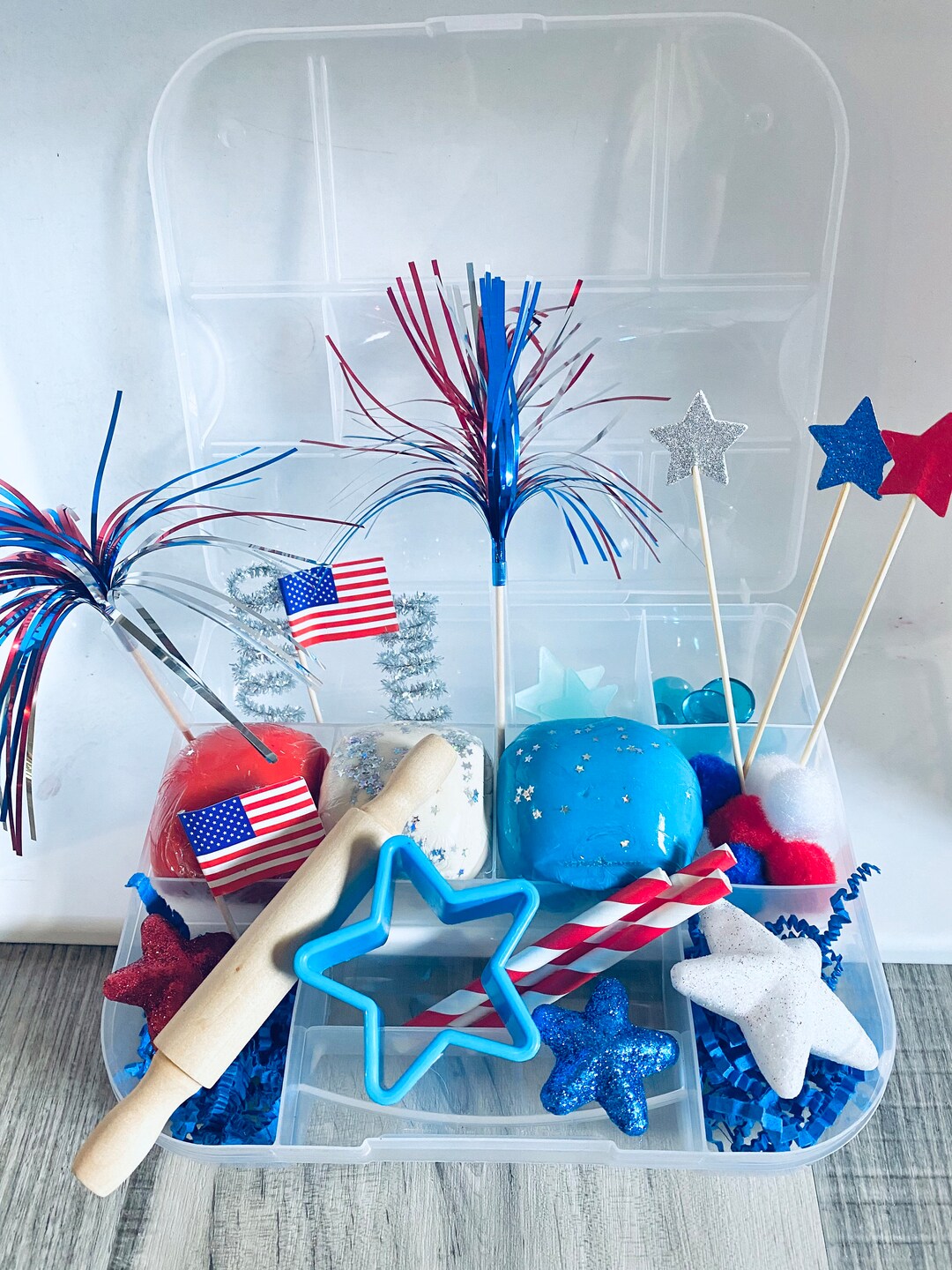July 4th Sensory Play Kit, 4th of July Sensory Box, Kids Gift, Playdoh ...