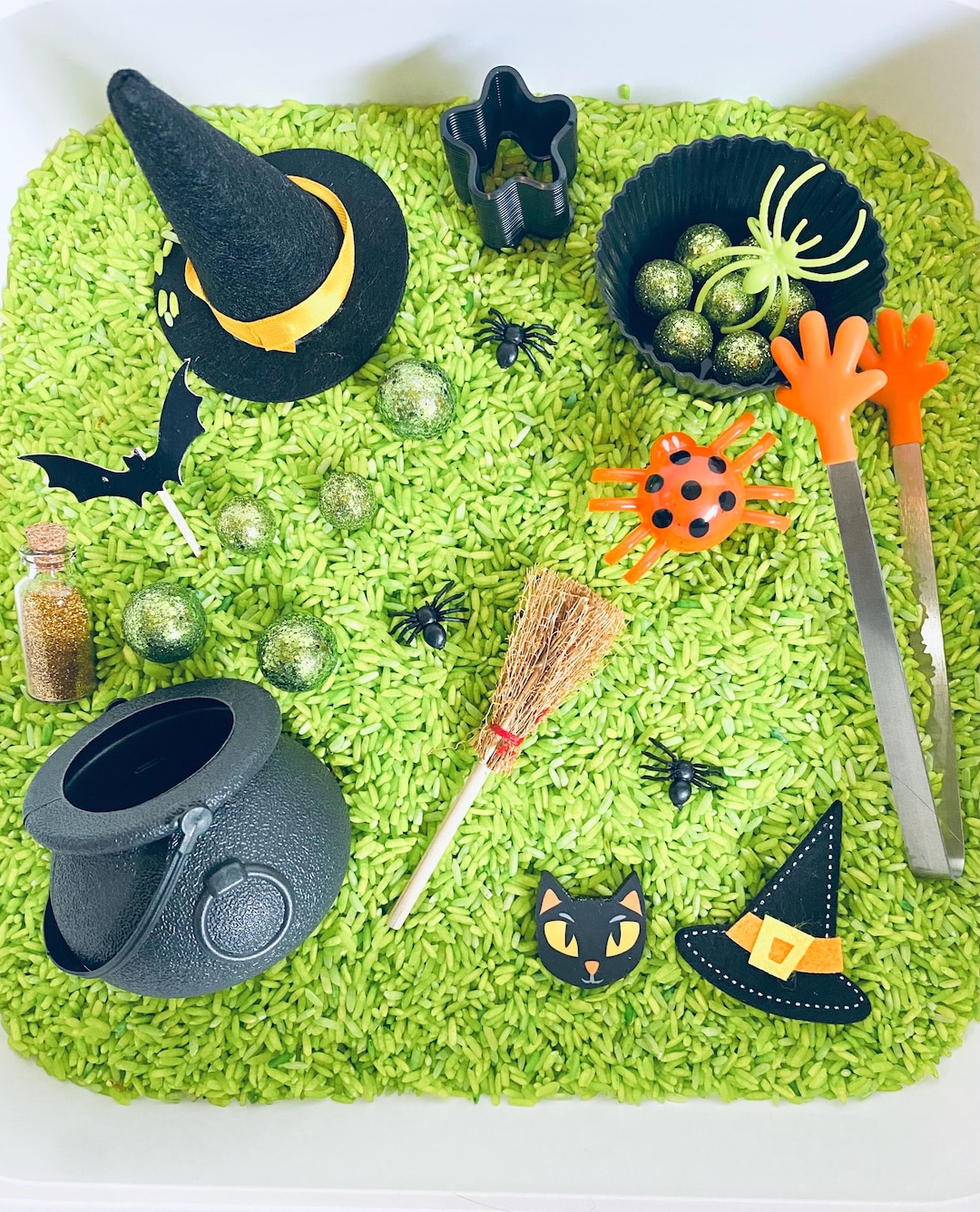 Halloween Sensory Kit With Colored Rice, Witch Hats & Spiders - Etsy