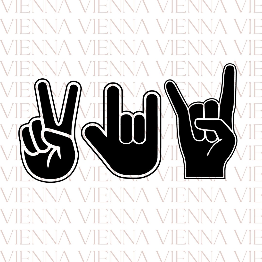 Hand Sign Bundle SVG Rock on Sign Svg I Love You Sign Svg Hand Svg Svg ...