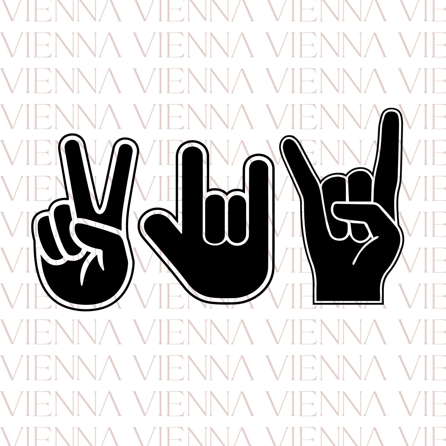 Hand Sign Bundle SVG Rock on Sign Svg I Love You Sign Svg Hand Svg Svg ...