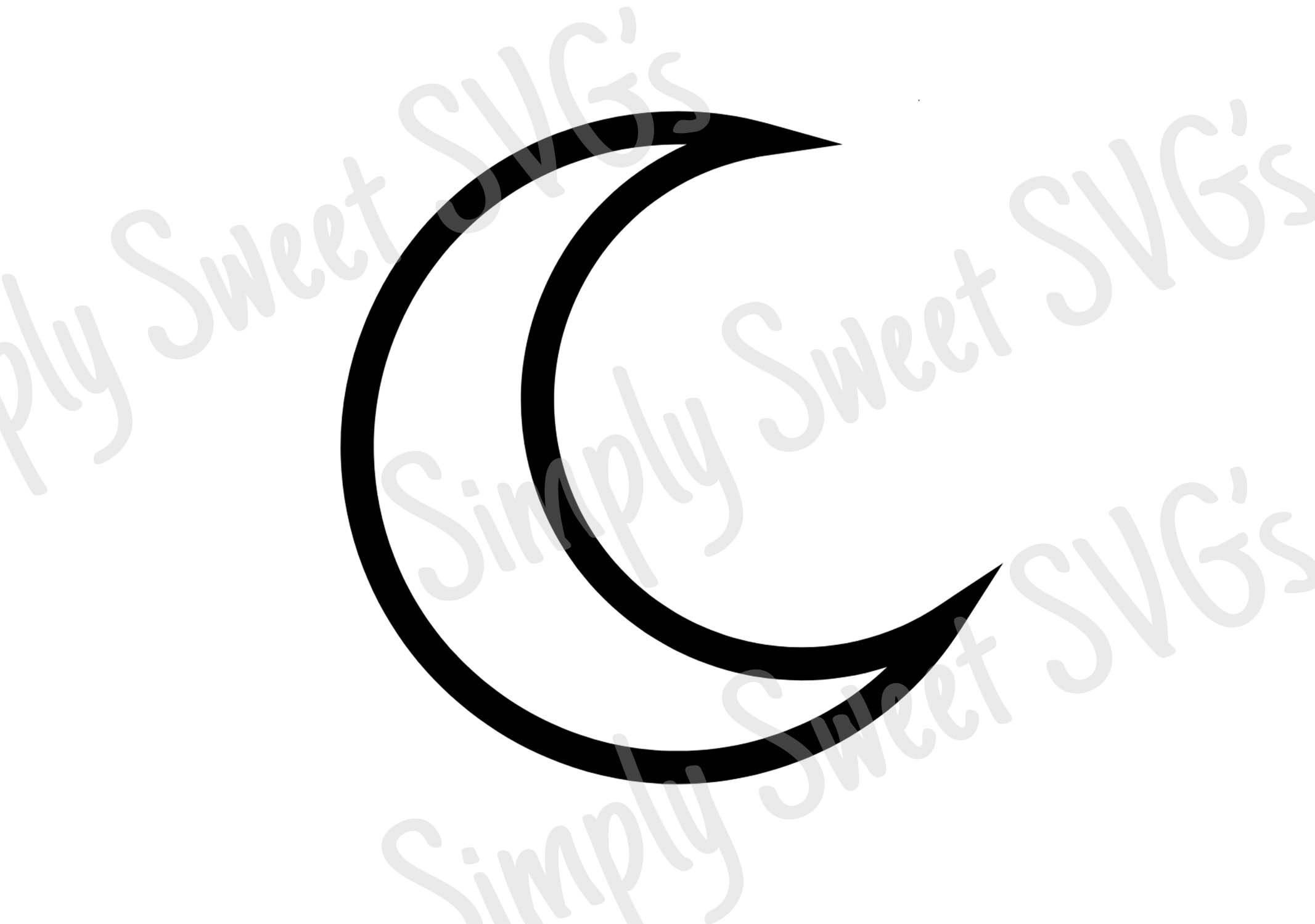 Half Moon SVG and Clipart PNG Celestial Design: Digital Download for ...