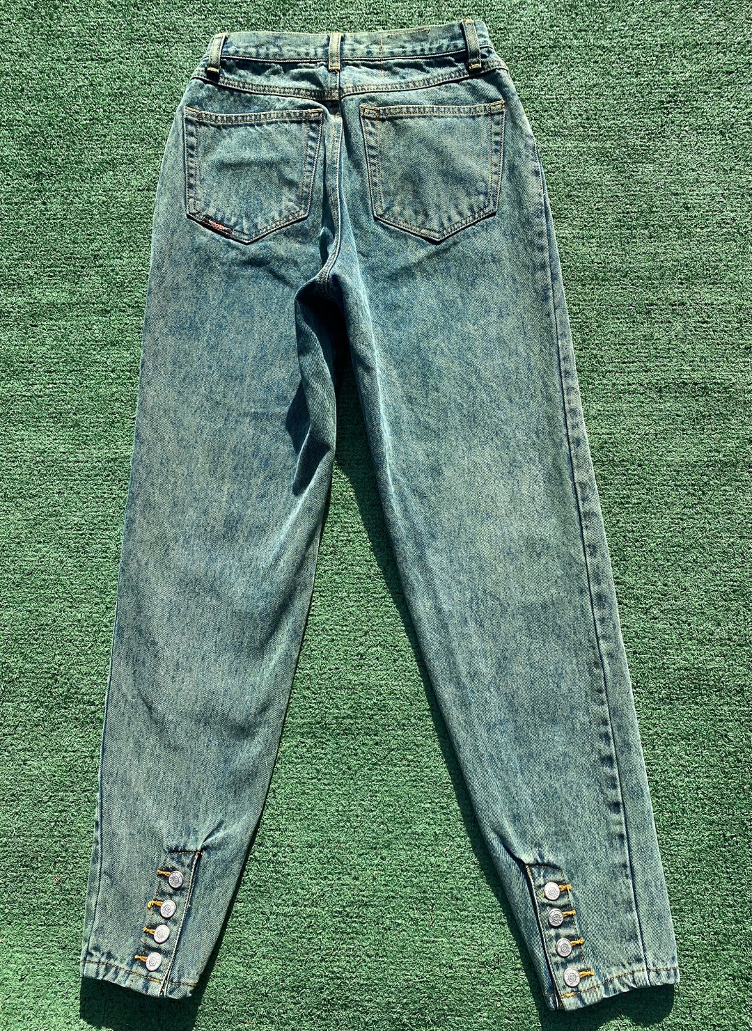 Vintage 80’s IOU Green Acid Wash Skinny Denim Jeans Snap Hem Women’s SZ ...