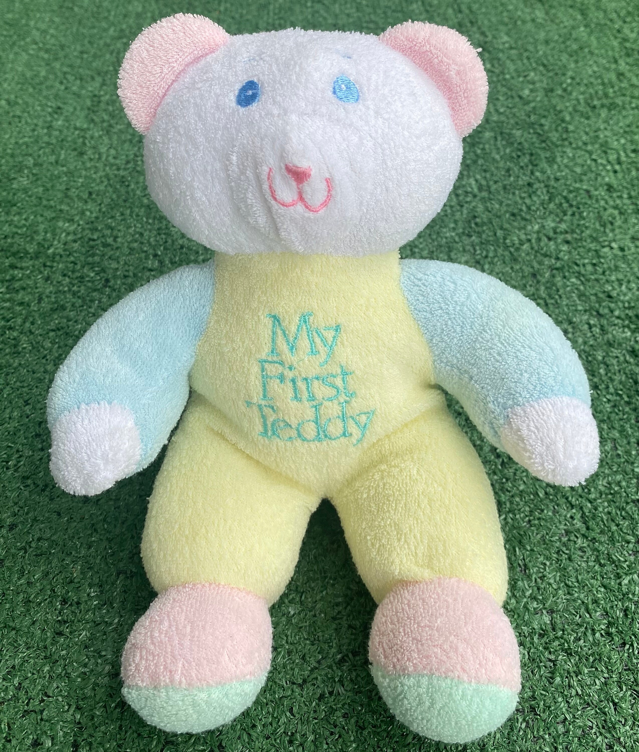 Vintage My First Teddy Bear Pastel Terry Cloth 10plush W Rattle Etsy