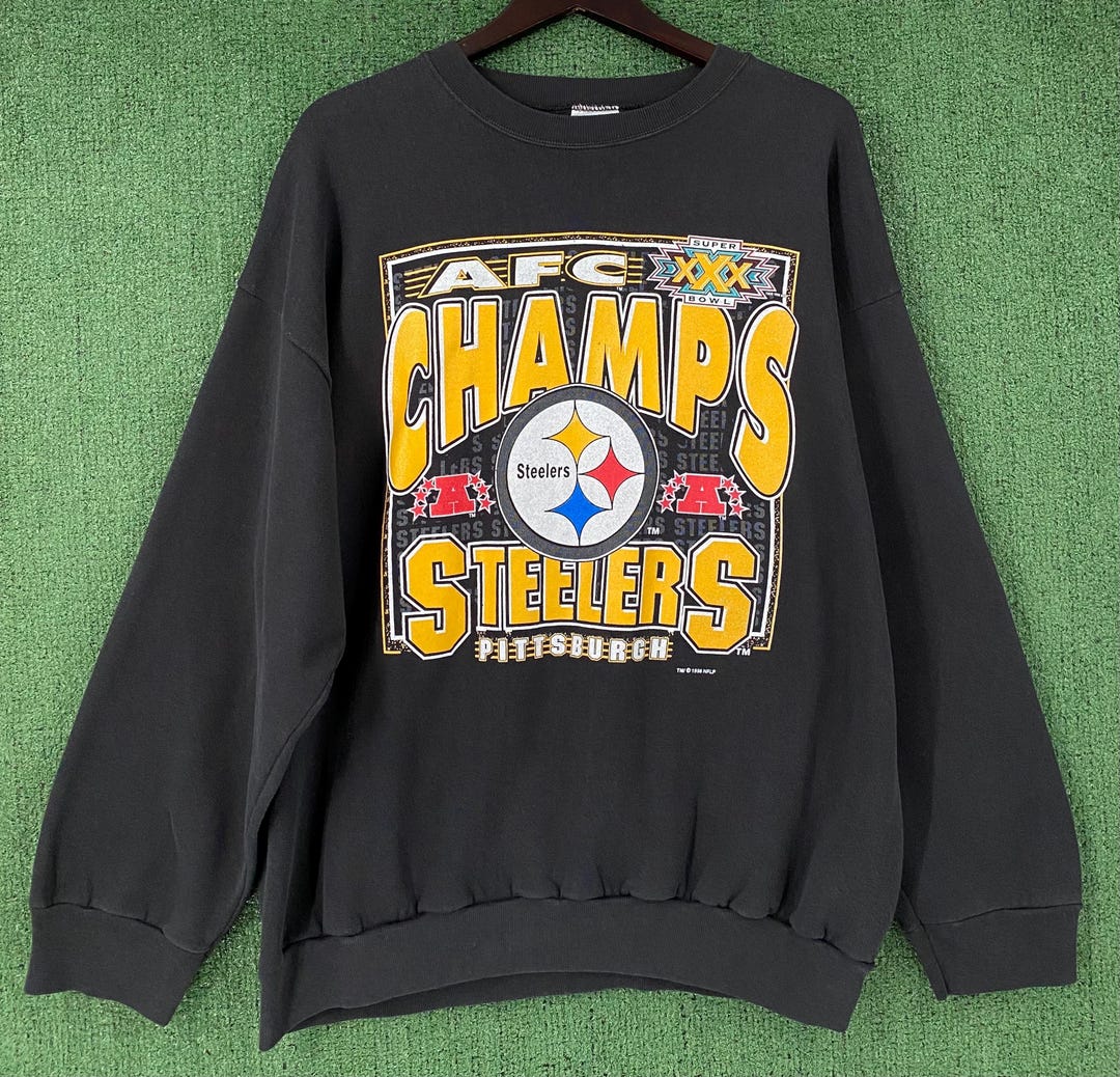 VTG 1996 Pittsburgh Steelers Super Bowl AFC Champs Sweatshirt Men’s 2XL ...