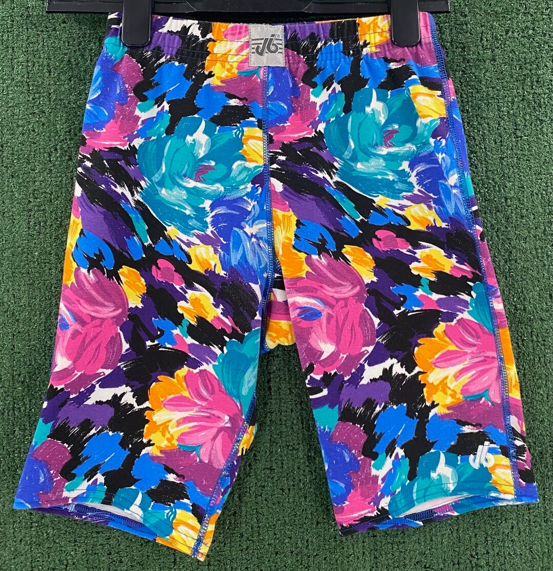 Vintage 80’s JB Colorful Floral Print Biker Shorts Women’s Size Small ...
